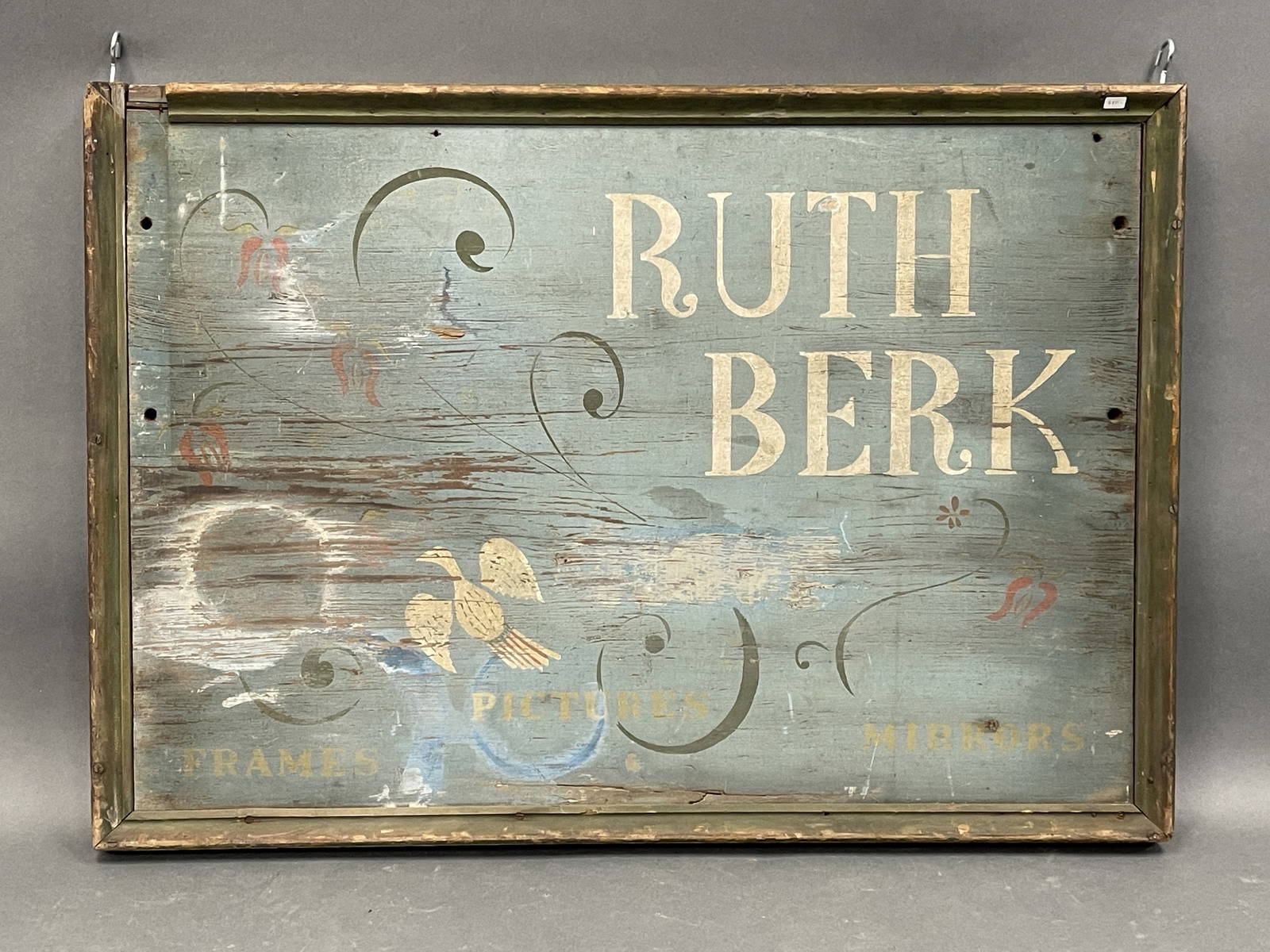 19th C Blue Painted Trade Sign "ruth Berk" Frames Pictures & Mirrors ...