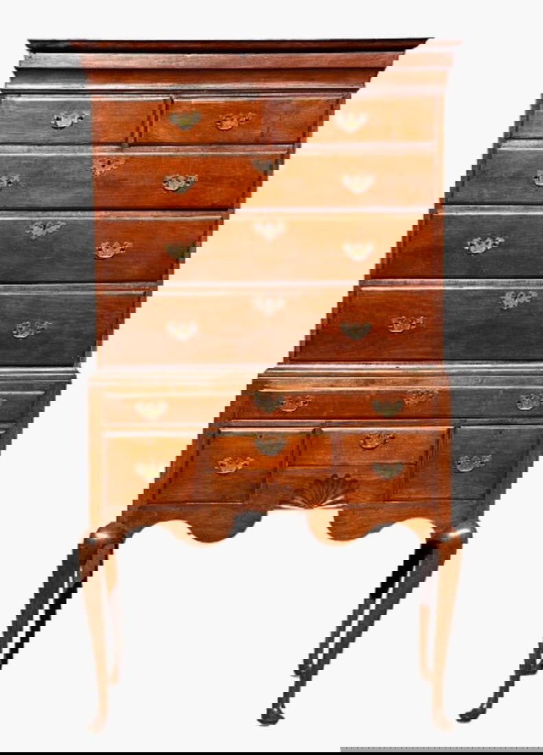 A Ine 18thc Queen Anne Cherry Highboy Rhode Island 1740c With Shell ...