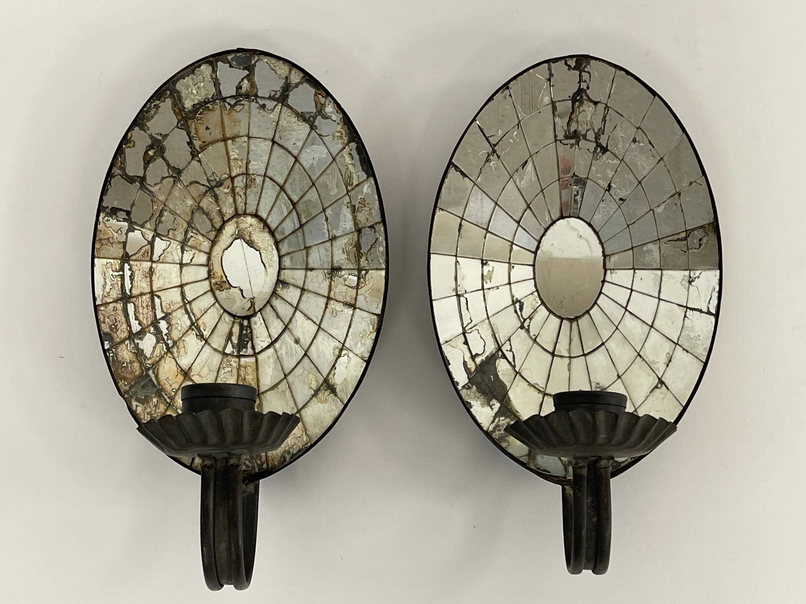 Pair Early Reflector Candle Sconces Auction