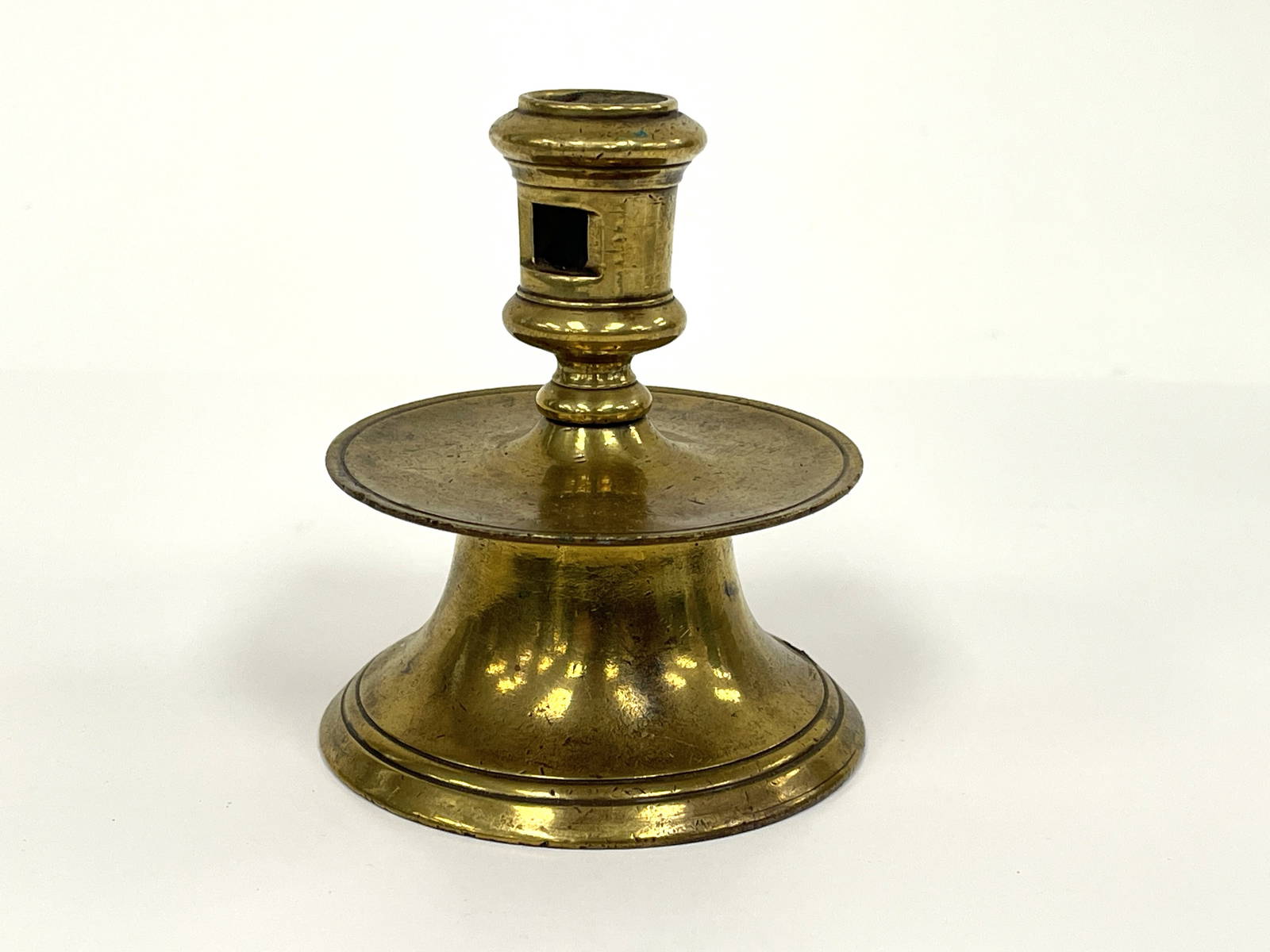 17th C C. 1650 Miniature Mid Drip Brass Candlestick Auction