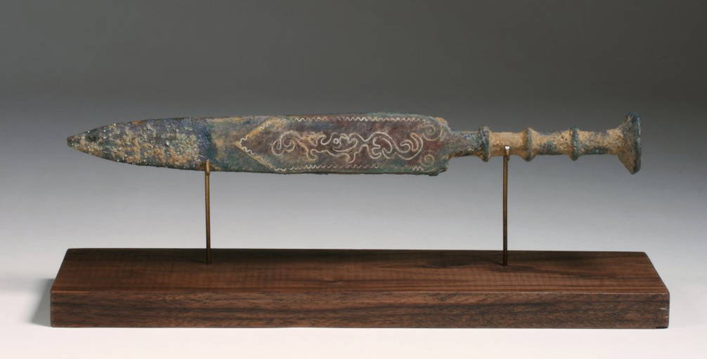 Ancient Chinese Bronze Sword With Silver Inlay