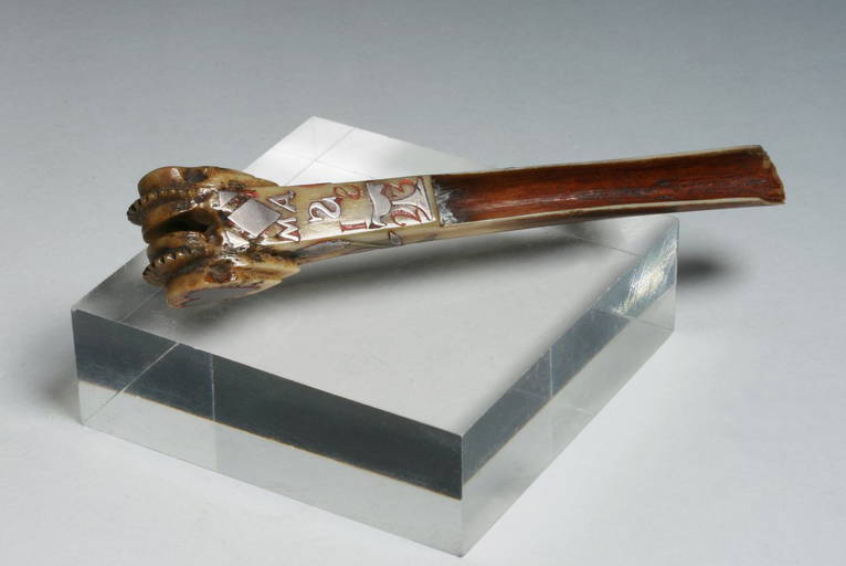 Bone Marrow Spoon / Snuff Scoop With Silver Inlay 1823