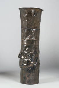 Pre Columbian Chimu Silver Face Beaker
