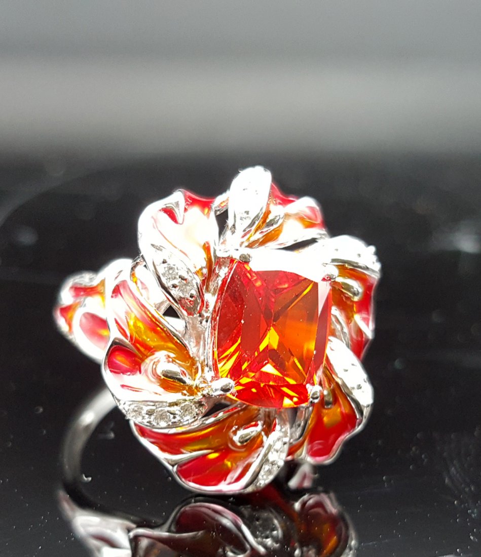 Art Deco Enameled Silver Ring