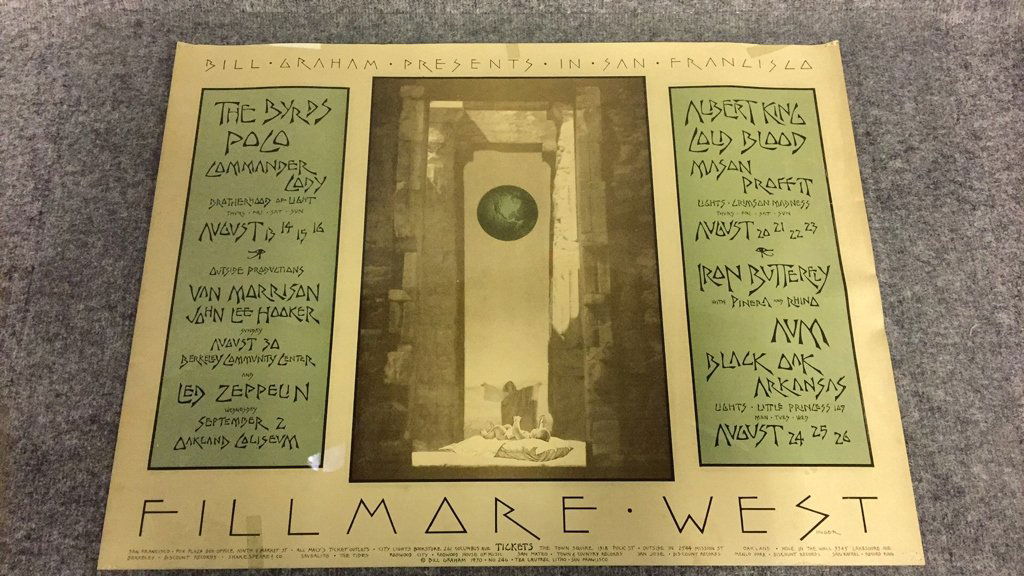 1970 Fillmore West Bill Graham Concerts Poster.