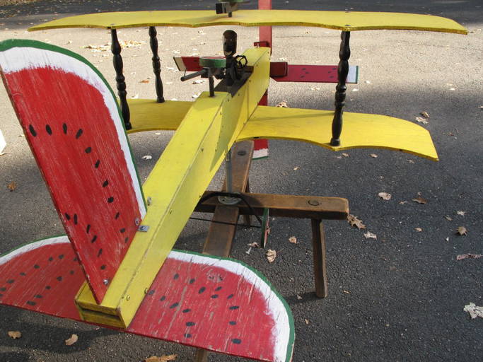 Huge Folk Art Whirligig Joe Mcfall Red Baron/watermelon