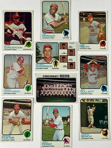 Set Of 10 1972 Cincinnati Reds Baseball Cards
