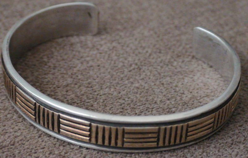 Native American Navajo Sterling Silver 14k Gold
