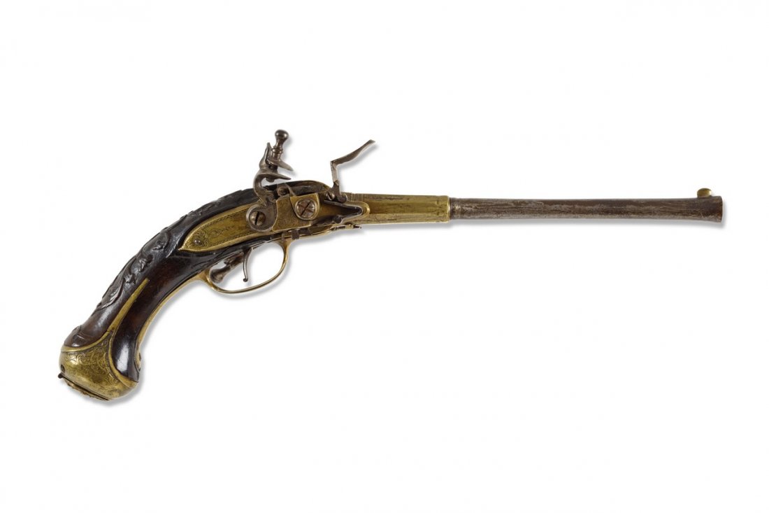 A rare repeating flintlock pistol