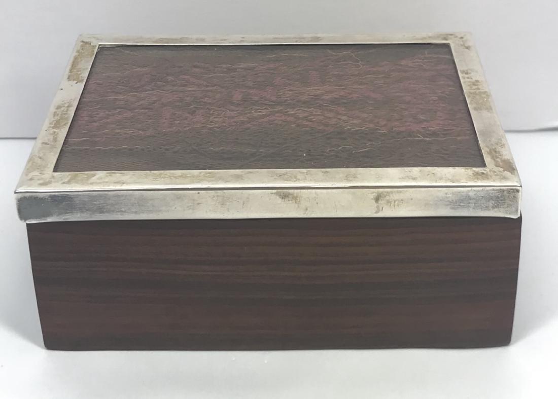 Vintage sterling silver and wood Peru trinket box