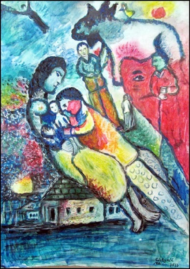 The Family - Marc Chagall - Pastel On Paper