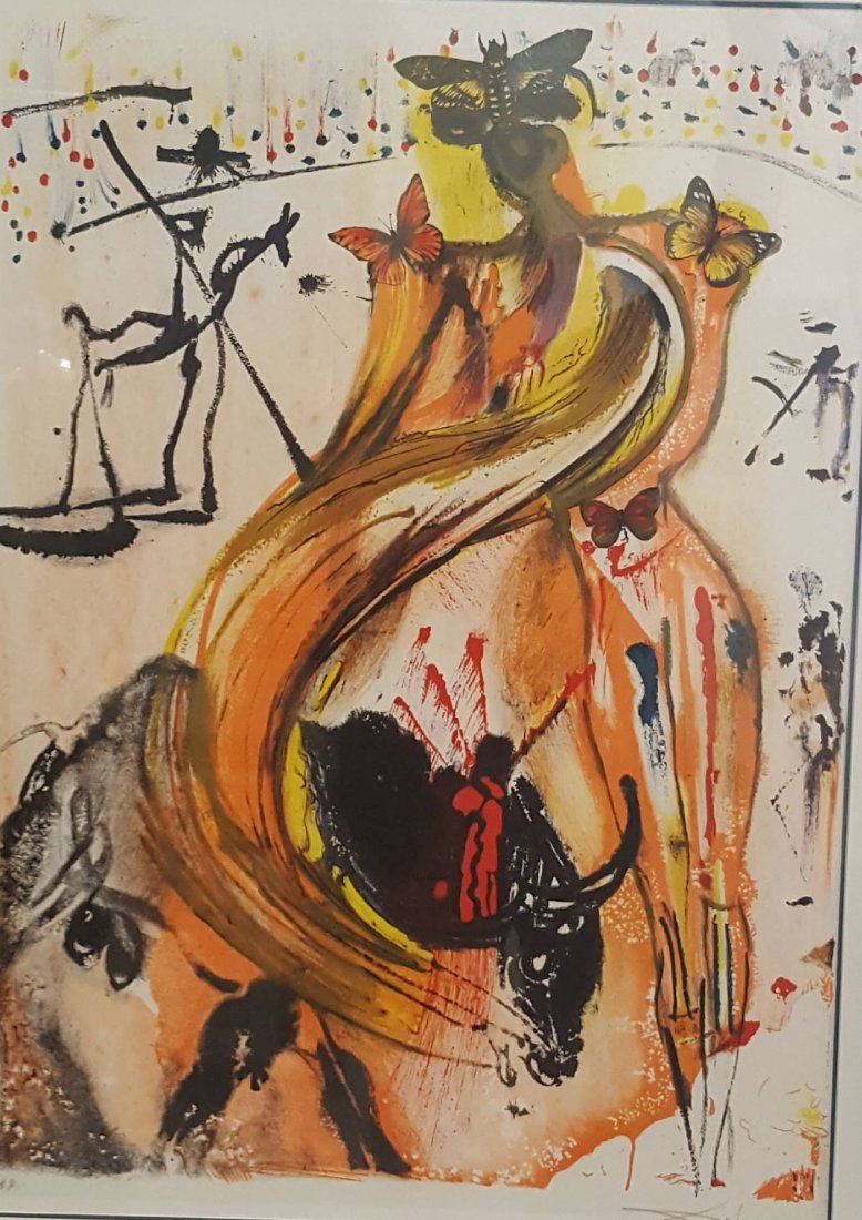 Bull Fighter color lithograph By Salvador Dali (coa)