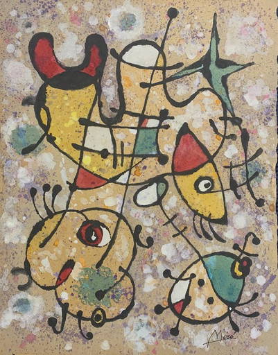 Joan Miro . Watercolor On Paper. Attrib Certificated