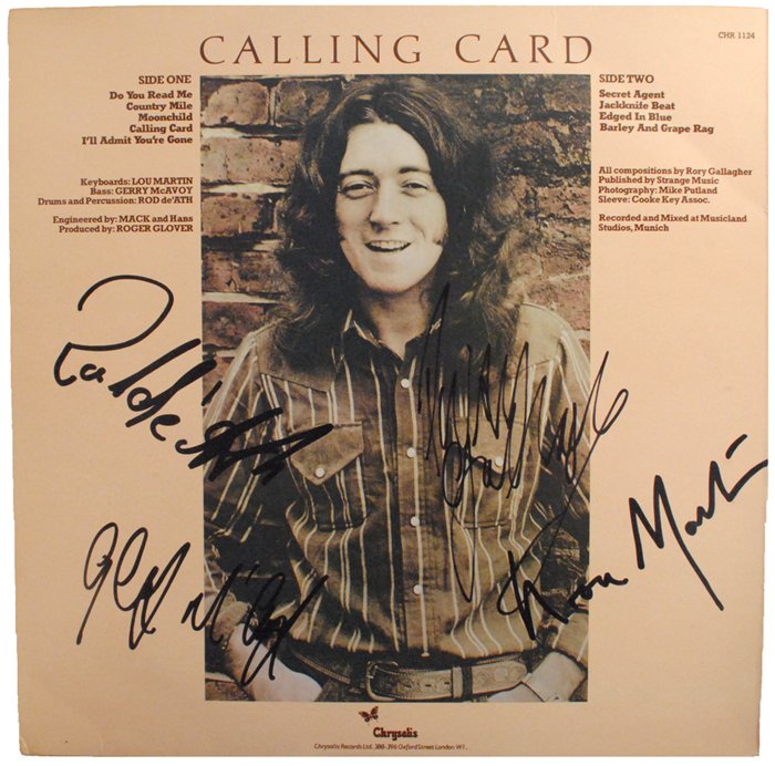 Rory Gallagher. 1976 signed Calling Card album.