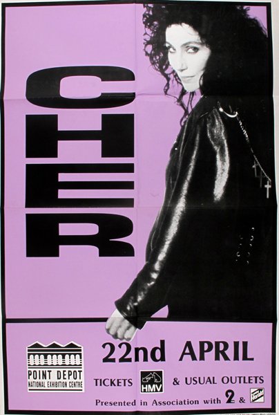 Cher, Love Hurts tour. Concert poster, Point Theatre,