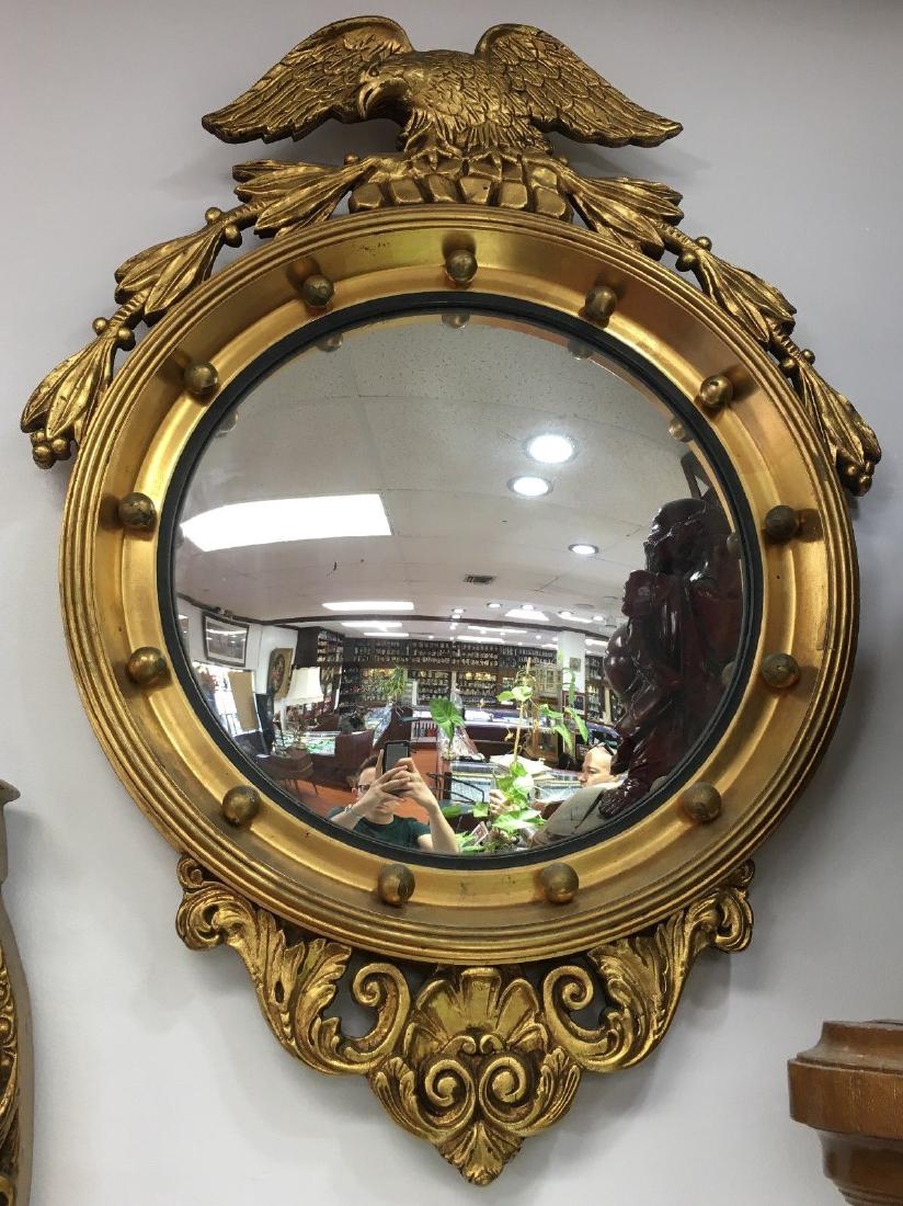 Antique Federal Style Convex Bullseye Eagle Mirror