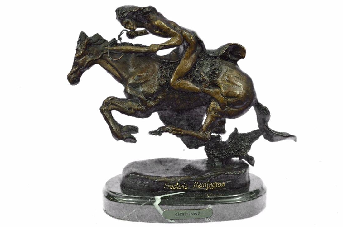 Native American Indian Riding Horse Bronze Sculpture