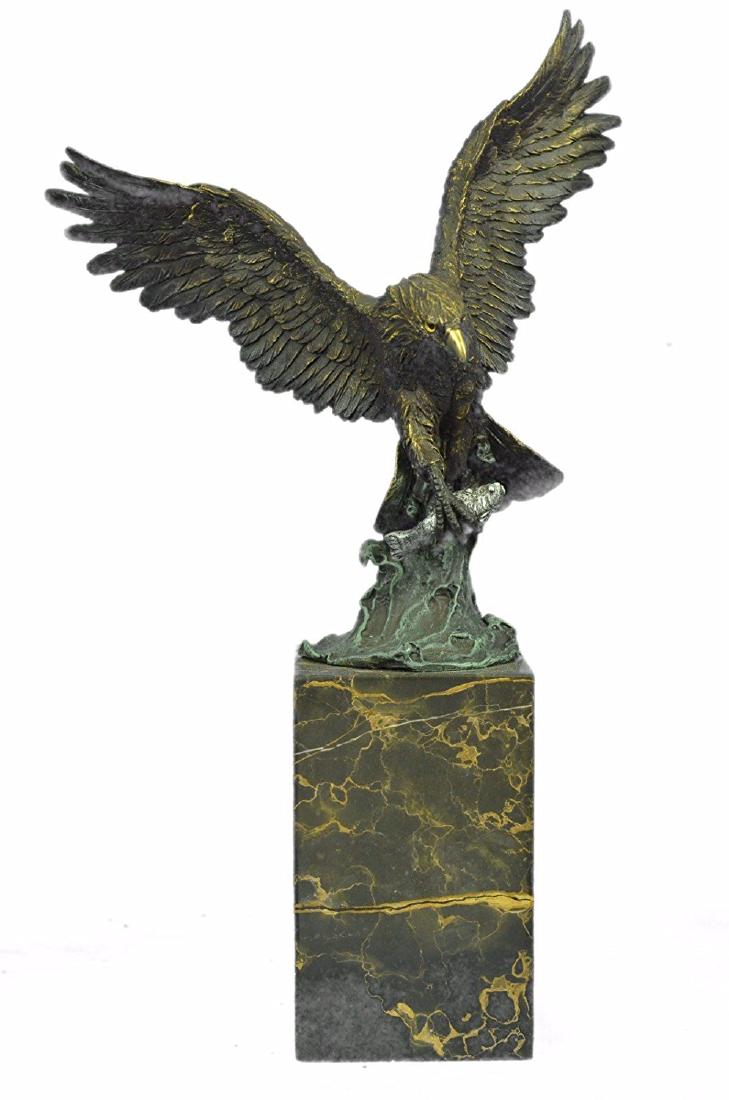 Swooping Eagle Catching Fish Wildlife Bronze Sculpture