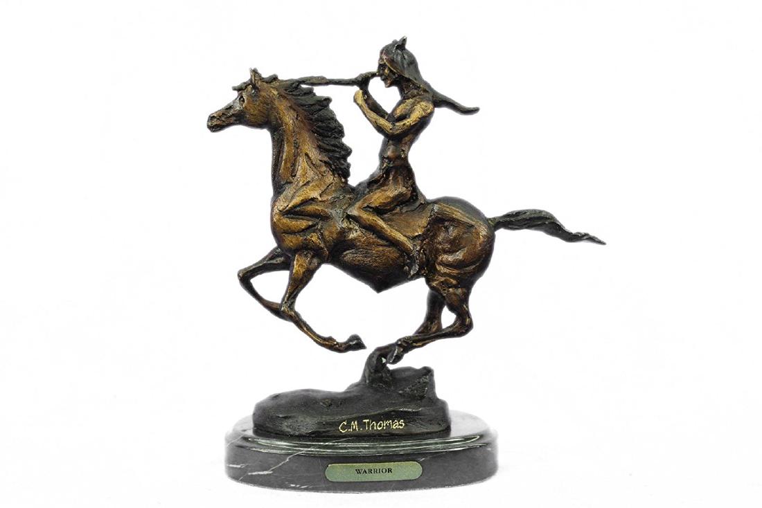 Indian Warrior Chief on Horse Bronze Sculpture