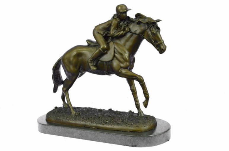 Jockey And Race Horse Bronze Sculpture