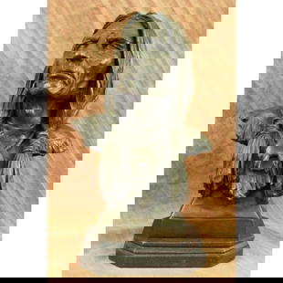 Indian Native Chief Eagle Bust Sculpture On Marble Base Statue Auction