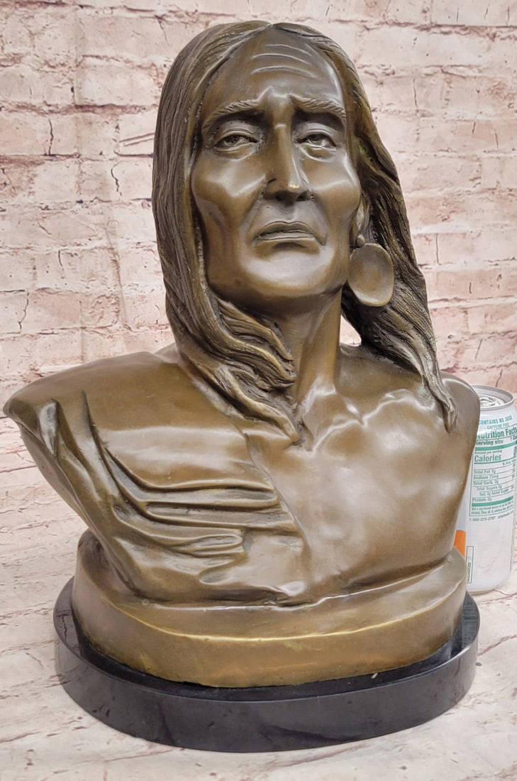 Authentic Milo Native American Chief Warrior Bronze Bust Sculpture Sale ...