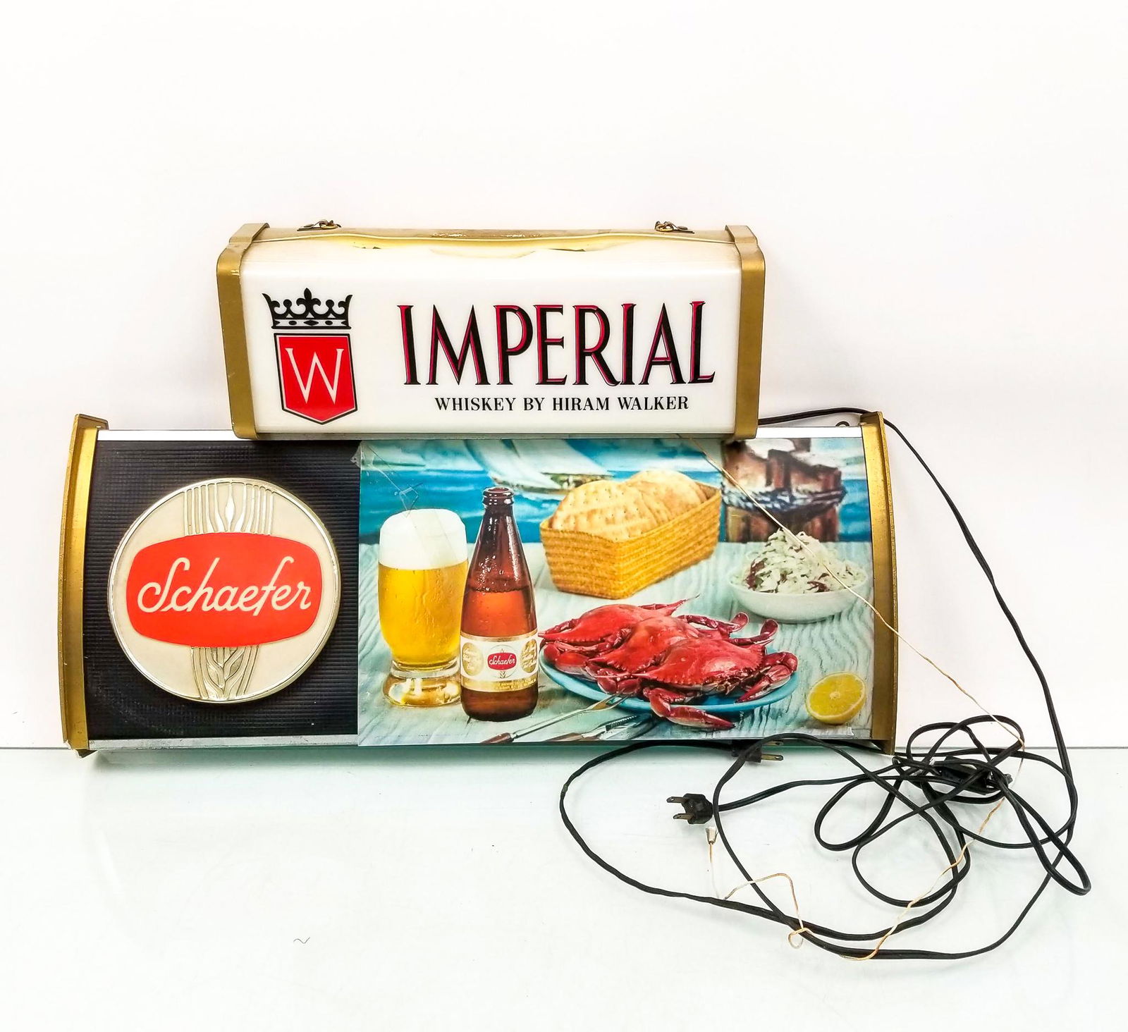 Two Lighted Alcohol Advertising Wall Mounted Signs