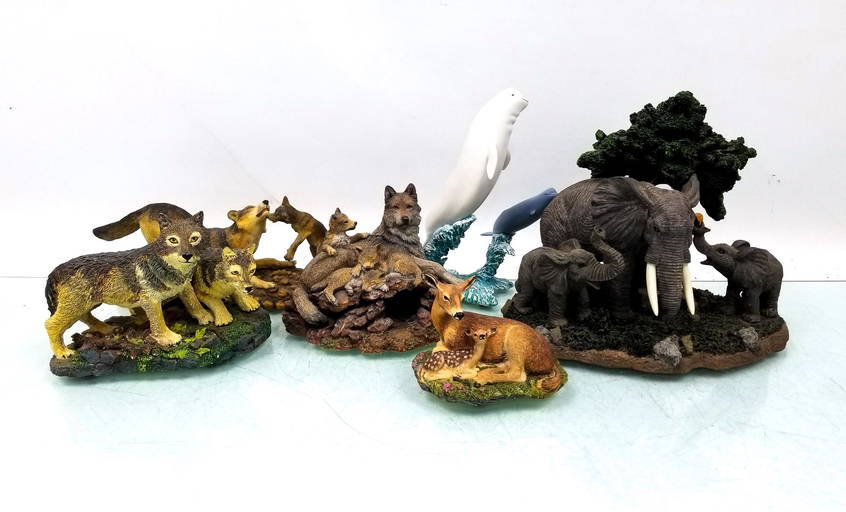 Six Resin Animal Figurines Featuring The Hamilton Collection