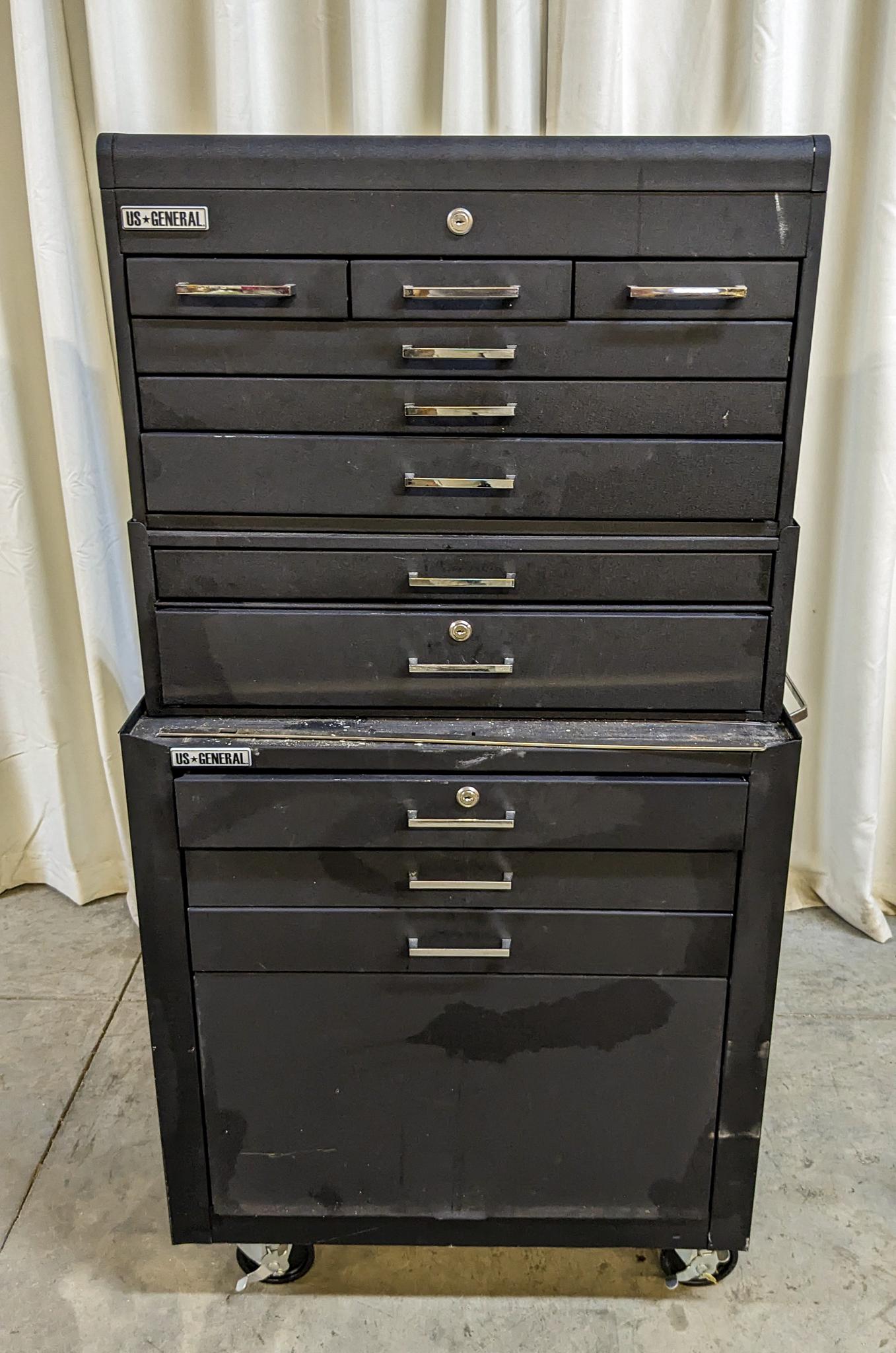 Us General 3-piece Rolling Tool Chest And Contents Auction