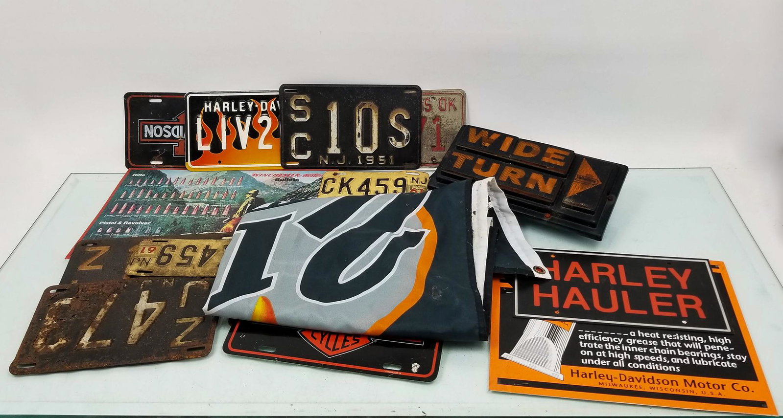 Metal Advertising Signs, License Plates, And Flag