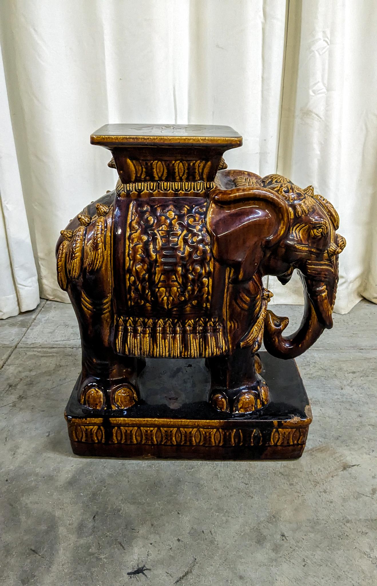 Chinese Brown Glazed Ceramic Elephant Garden Stool Auction