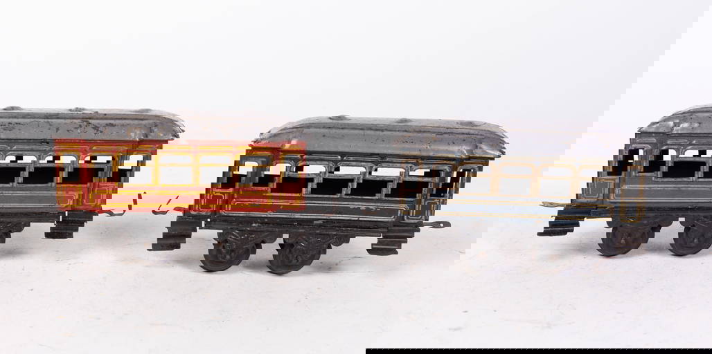 Two J.a.j. Vintage Tin Made In Germany Tin Model Trains