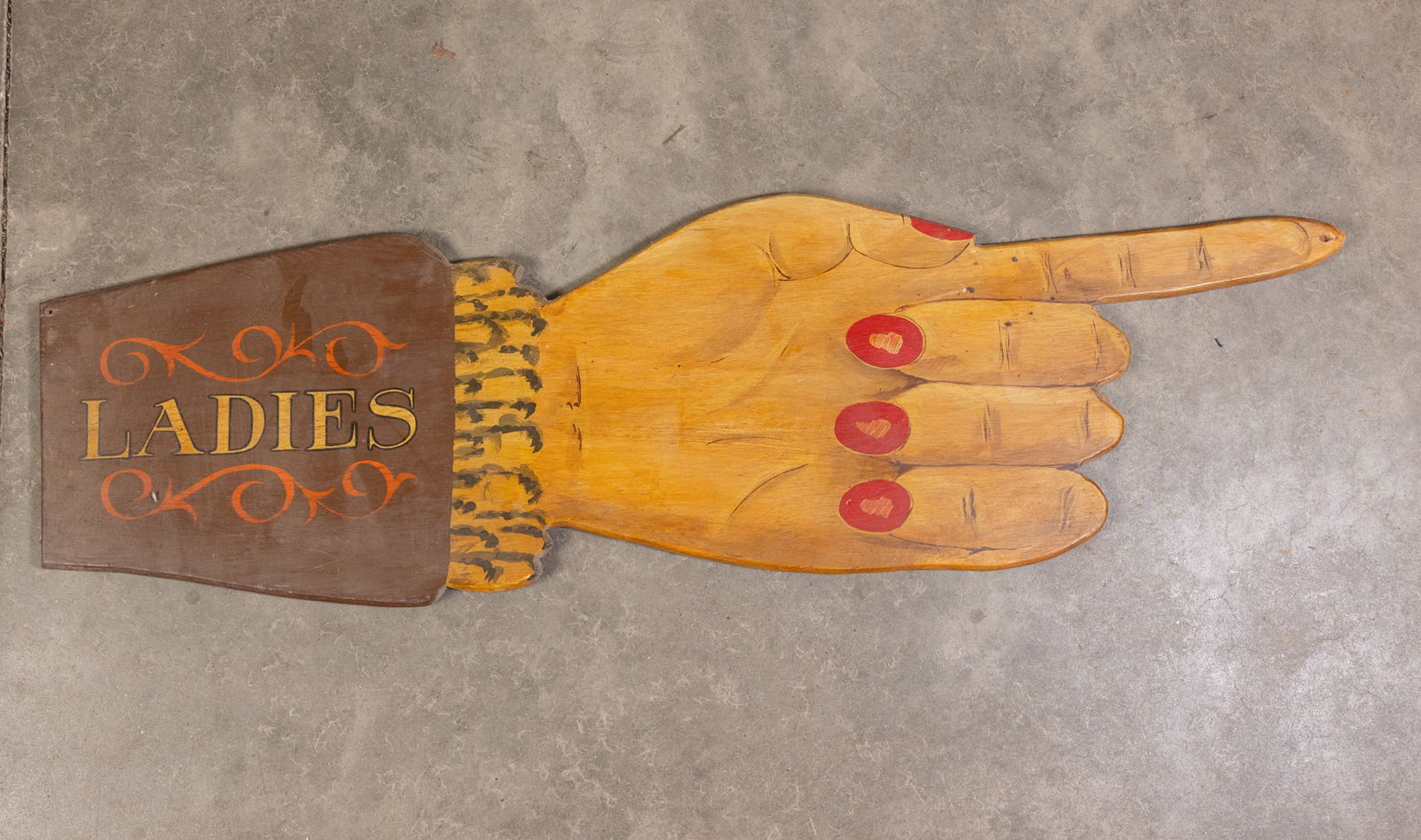 Ladies Room Extra Large Pointing Finger Sign Auction