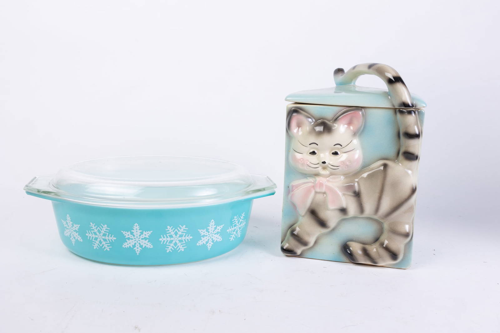 Vintage Pyrex And Ceramic Cat Cookie Jar Auction