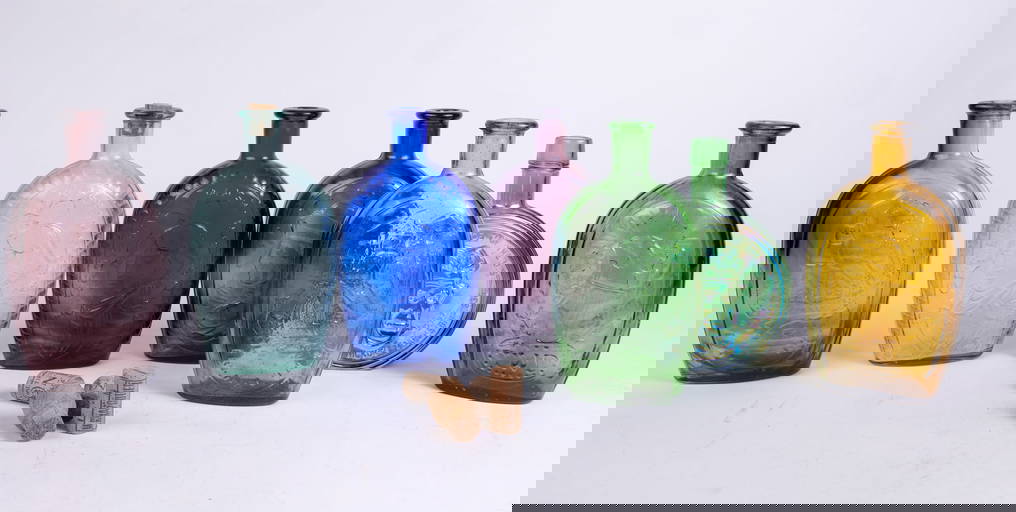 Reproduction 1820's Kensington Philadelphia Glass Flask Bottles