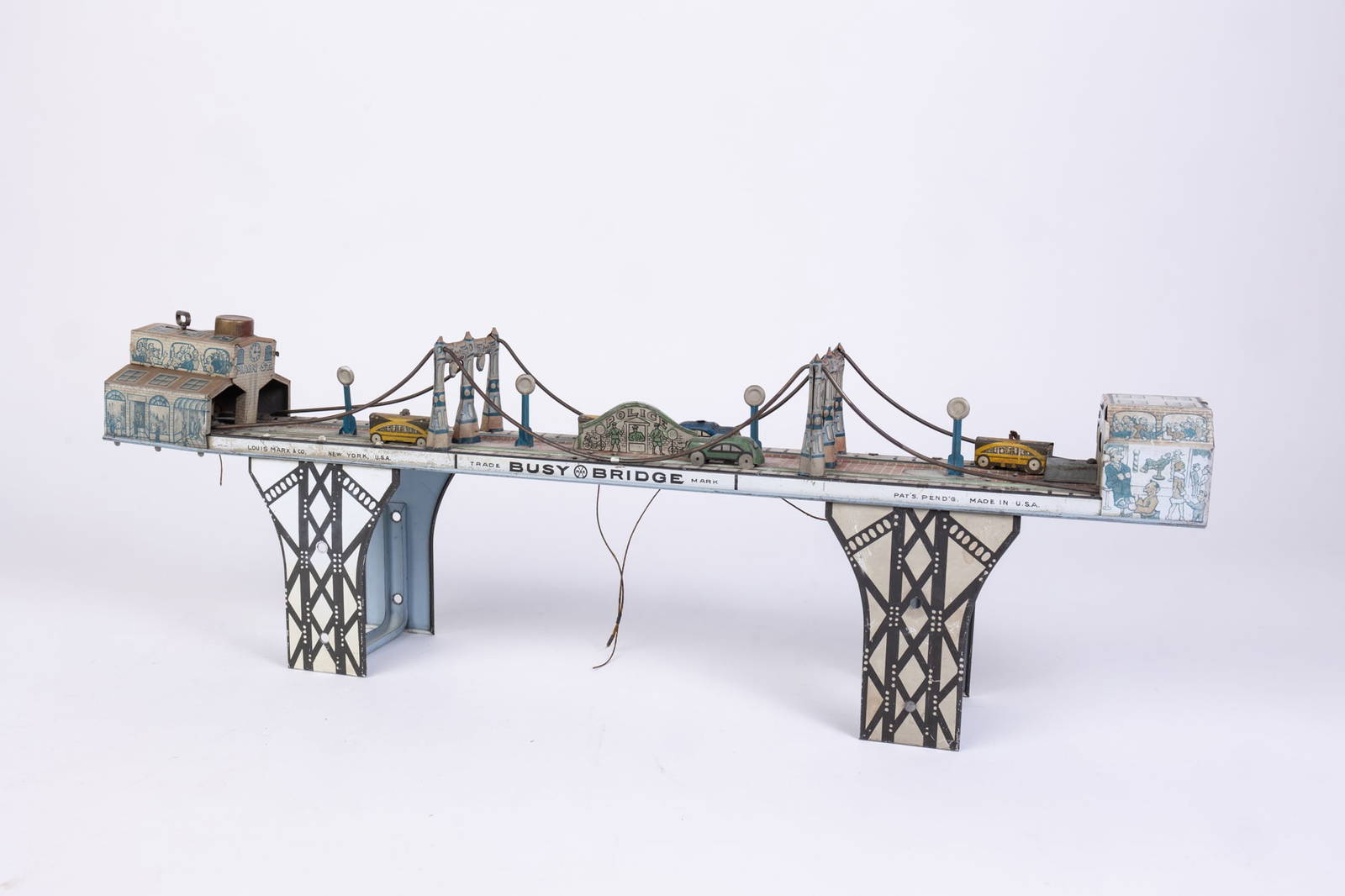 Louis Marx Co. "busy Bridge" Vintage Wind Up Tin Toy Auction