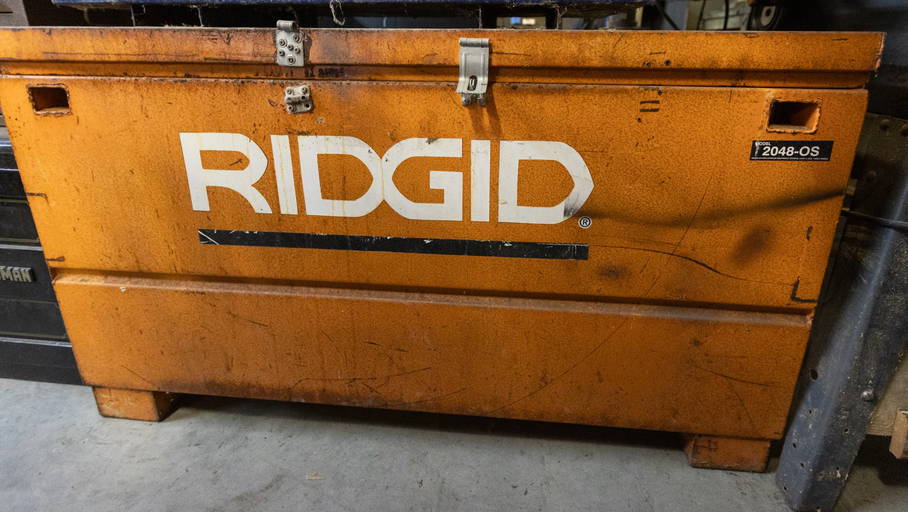 Ridgid Metal Orange Toolbox Storage Box Chest