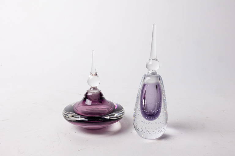 Two Vandermark Glass Perfume Bottles