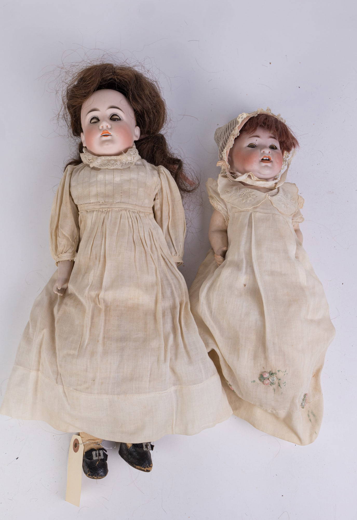 Two German Made Antique Porcelain Headed Dolls Auction