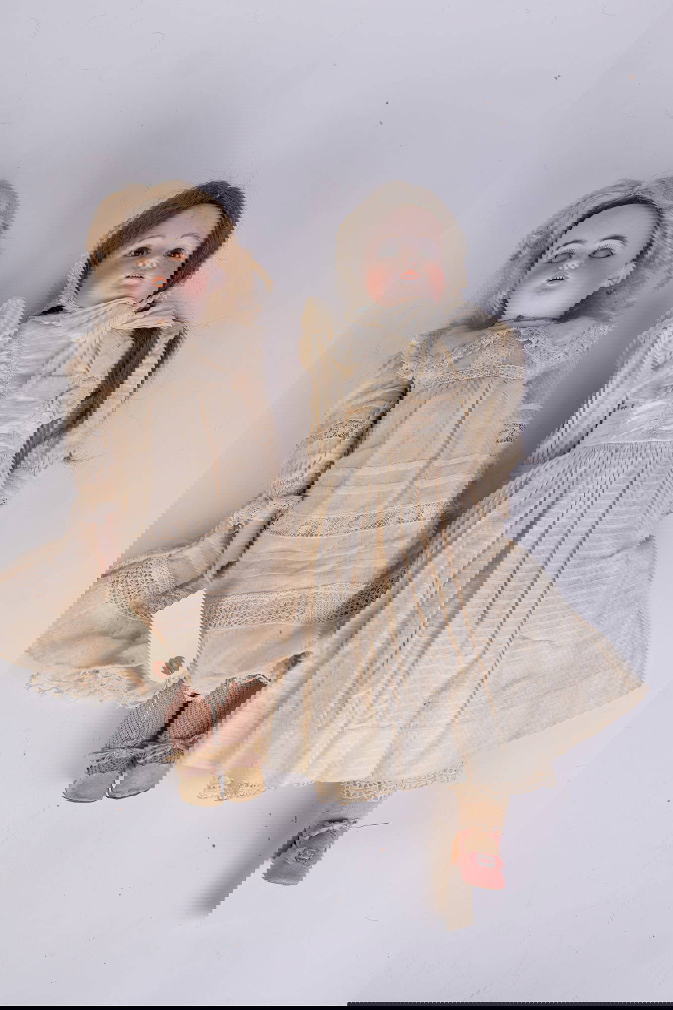 Two German Made Antique Porcelain Headed Dolls Auction