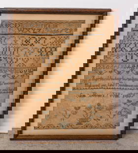 Framed Antique Sampler Auction