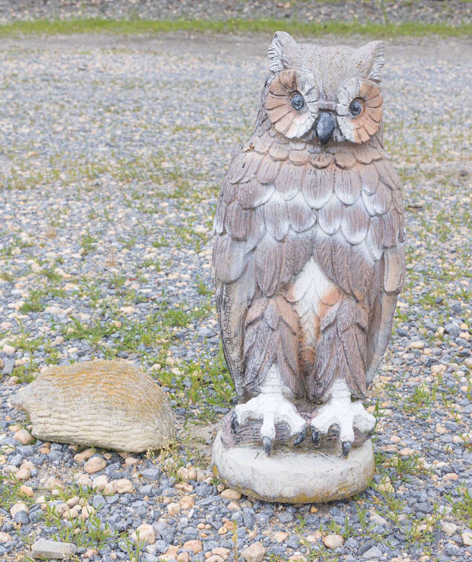 Concrete Owl And Hedgehog Garden Statues Auction