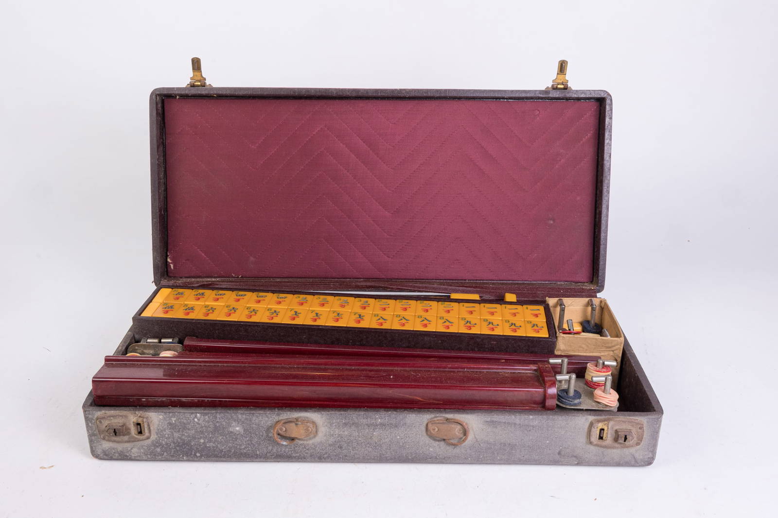 Antique Mah Jong Set In Alabaster Inlaid Case Auction