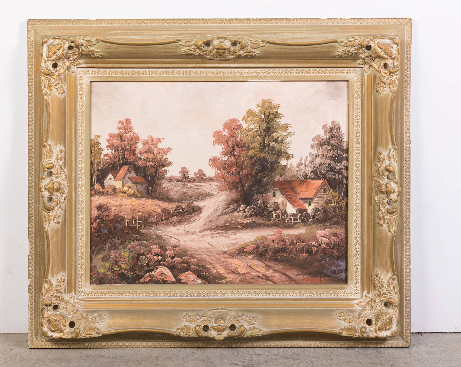 Joseph Collazzi Signed Oil Painting Of Rural Scene Auction