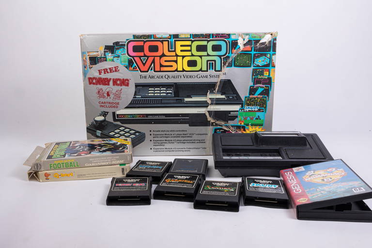 Coleco Vision Console In Original Box With Accessories And Games