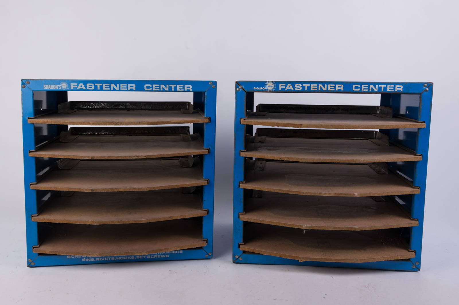 Pair Of Sharon's Brightline Fastener Store Display Metal Cabinets Auction