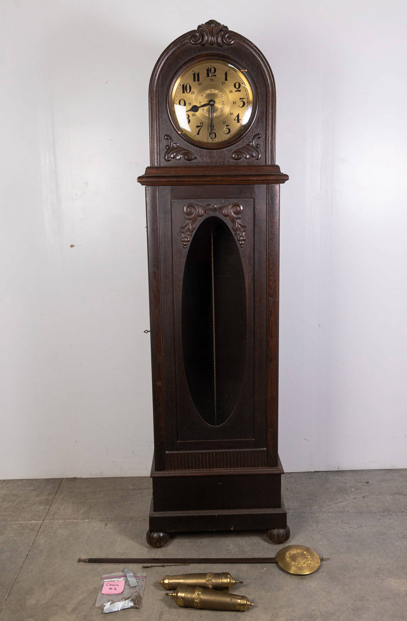 Antique German Gustav Becker Oak Antique Long Case Clock Auction