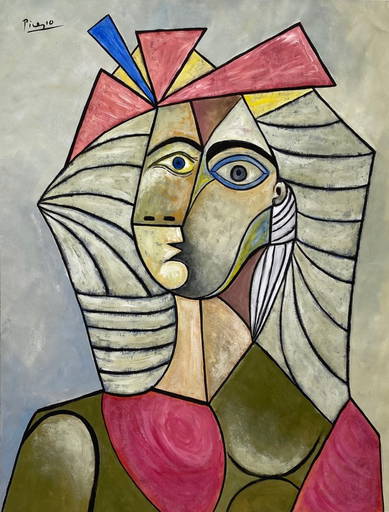 Pablo Picasso (gouache On Paper) In The Style Of