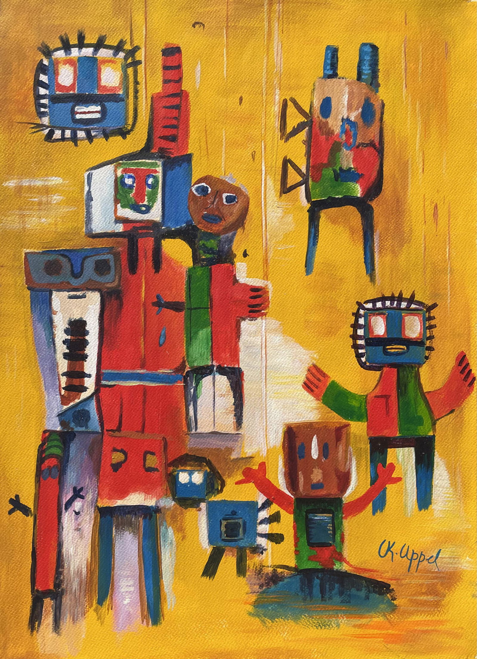 Karel Appel (oil On Canvas)