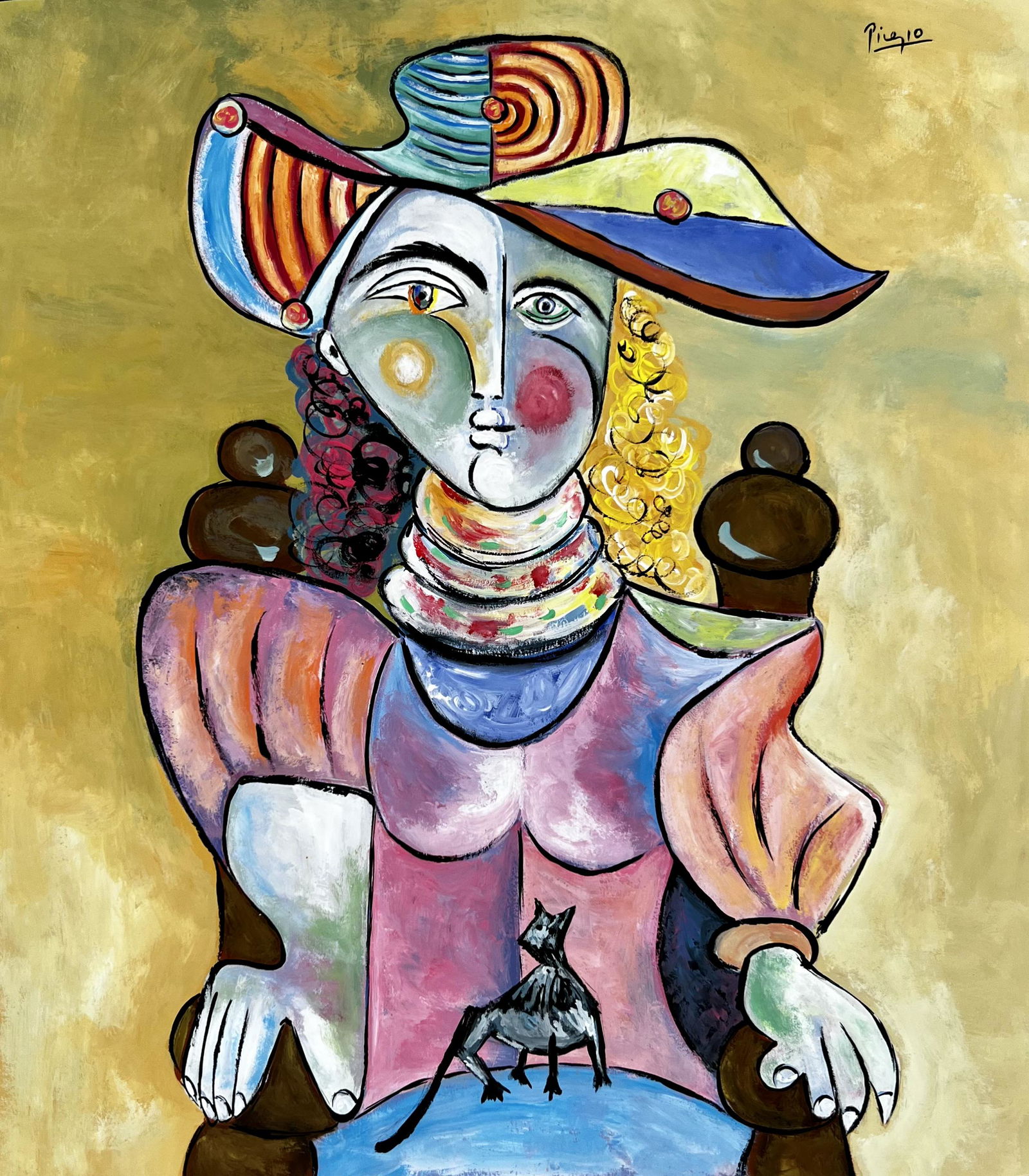Pablo Picasso (gouache On Paper Painting) In The Style Of